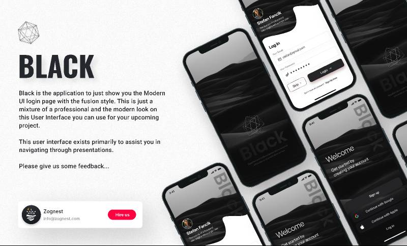 Black Ui Login Figma Mobile App Template | UI4Free
